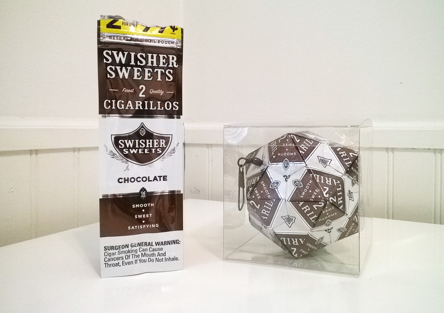 Chocolate Swisher Sweets Cigarillo Origami Ornament. Upcycled