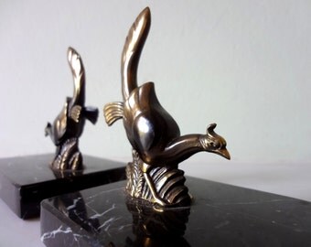 Marble bird bookends | Etsy