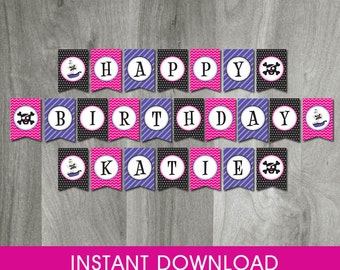 Pirate printable alphabet banner editable template pirate