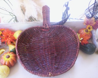 Country basket/Brown basket/Fall basket/Apple shaped basket/Hand woven ...