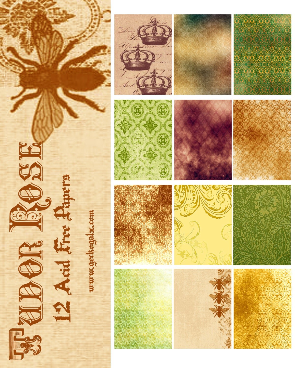 Tudor Rose Digital Paper Pack