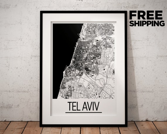 Tel Aviv Map Poster israel Map Print Art Deco by iLikeMaps