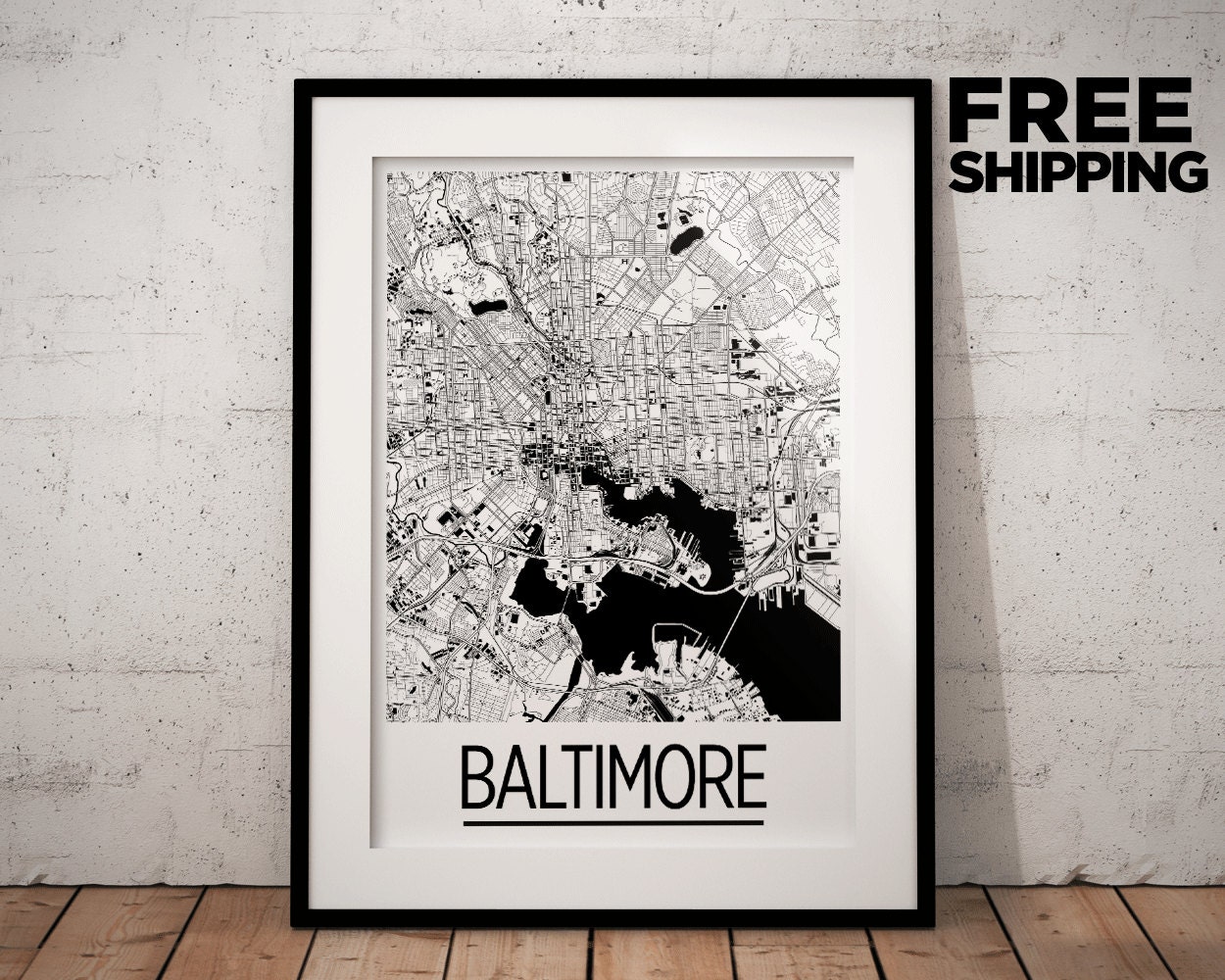 Baltimore Map Poster usa Map Print Art Deco Series by iLikeMaps
