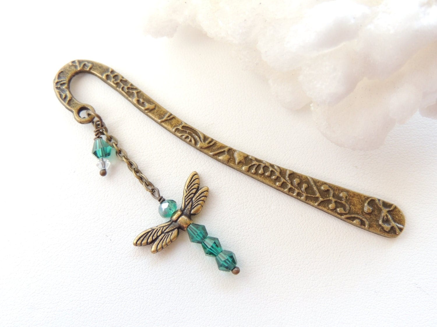 Dragonfly Bookmark Metal Bookmark Beaded Bookmark Books and