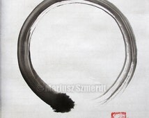 Enso Zen Circle Original Sumi-e Japanese Ink Painting, Buddhism and ...