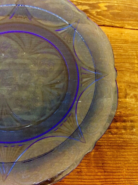 Cobalt Blue Crystal Dinner Plate in the Royal by TheKindCottage