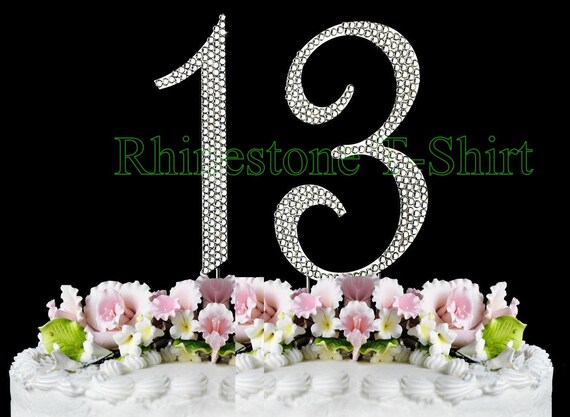 New Large Rhinestone NUMBER 13 Cake Topper 13th Birthday new-large-rhinestone-number-13-cake-topper-13th-birthday