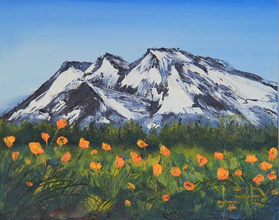 California Landscape Print Mount Shasta Art by PaletteKnifeArt