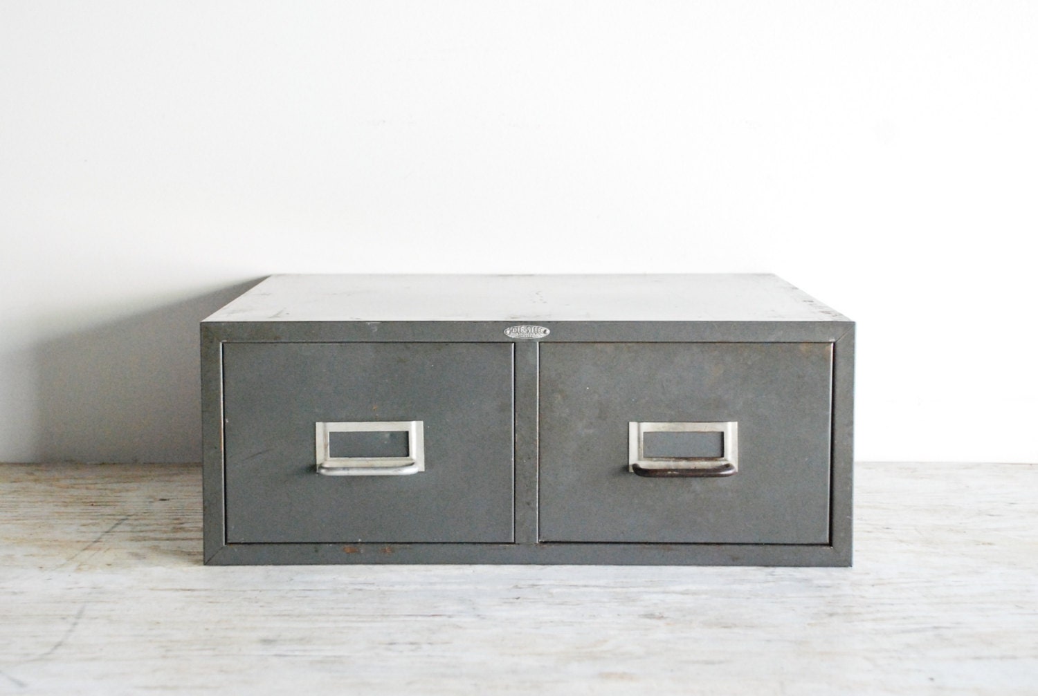 file box, metal file box, card file, desk storage, Cole double drawer ...
