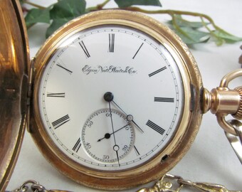 Gorgeous Antique Gold Plated Elgin Watch Co. Pocket Watch Early 1900 ...