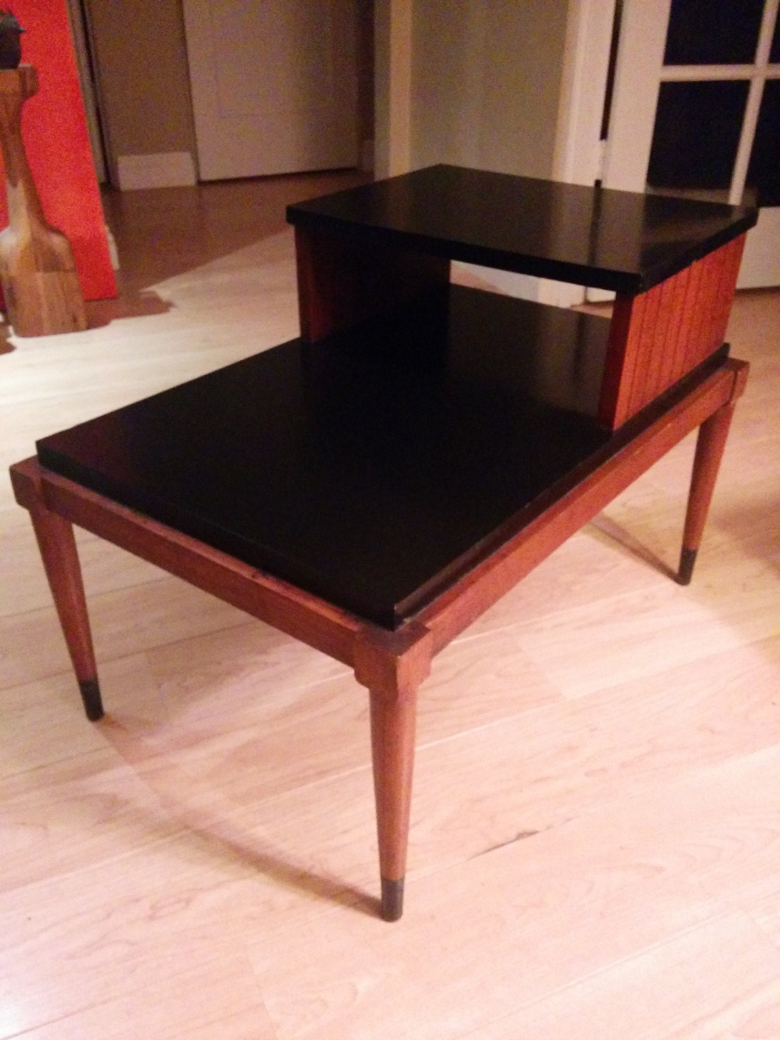 Vintage Lane two tier step table with black table tops – Haute Juice