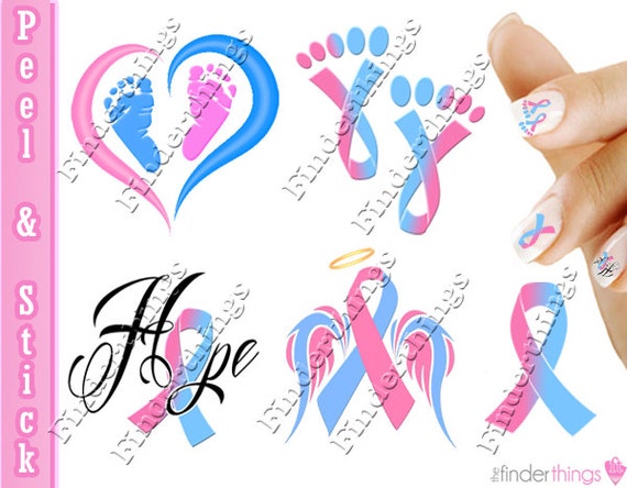Pregnancy Infant Loss Awareness Ribbon Mix Nail Art Decal