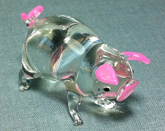 Blown glass pig | Etsy