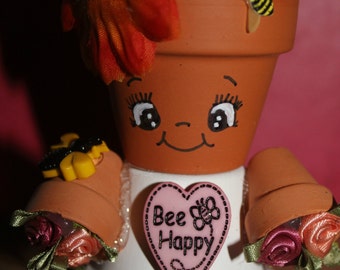 Bee Happy Tiny Pot Person