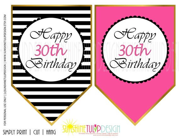 Printable 30th Birthday Banner The Big 30 Banner Printable