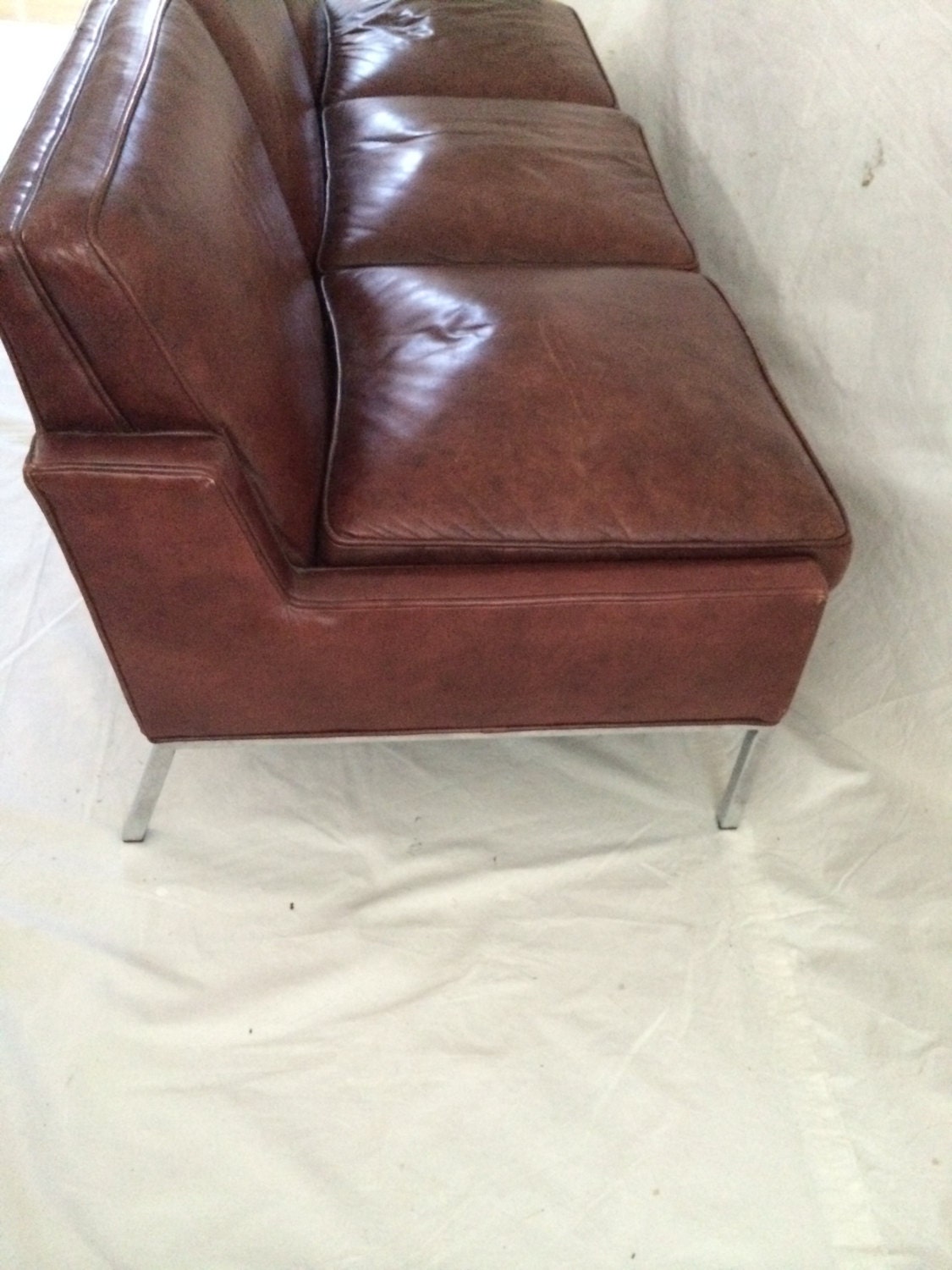 Stow & Davis Furniture leather sofa 1960’s modern Mad Men era mid ...