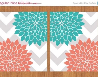 Popular items for coral teal grey on Etsy