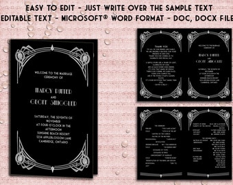 Printable Menu Card Template Great Gatsby Style Art by StudioDMD