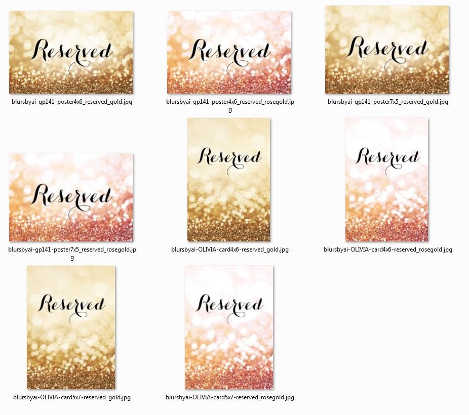 Printable wedding sign Reserved in 5x7