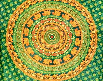 Indian Elephant Mandala Throw Hippie Hippy Wall Hanging Tapestry Living ...