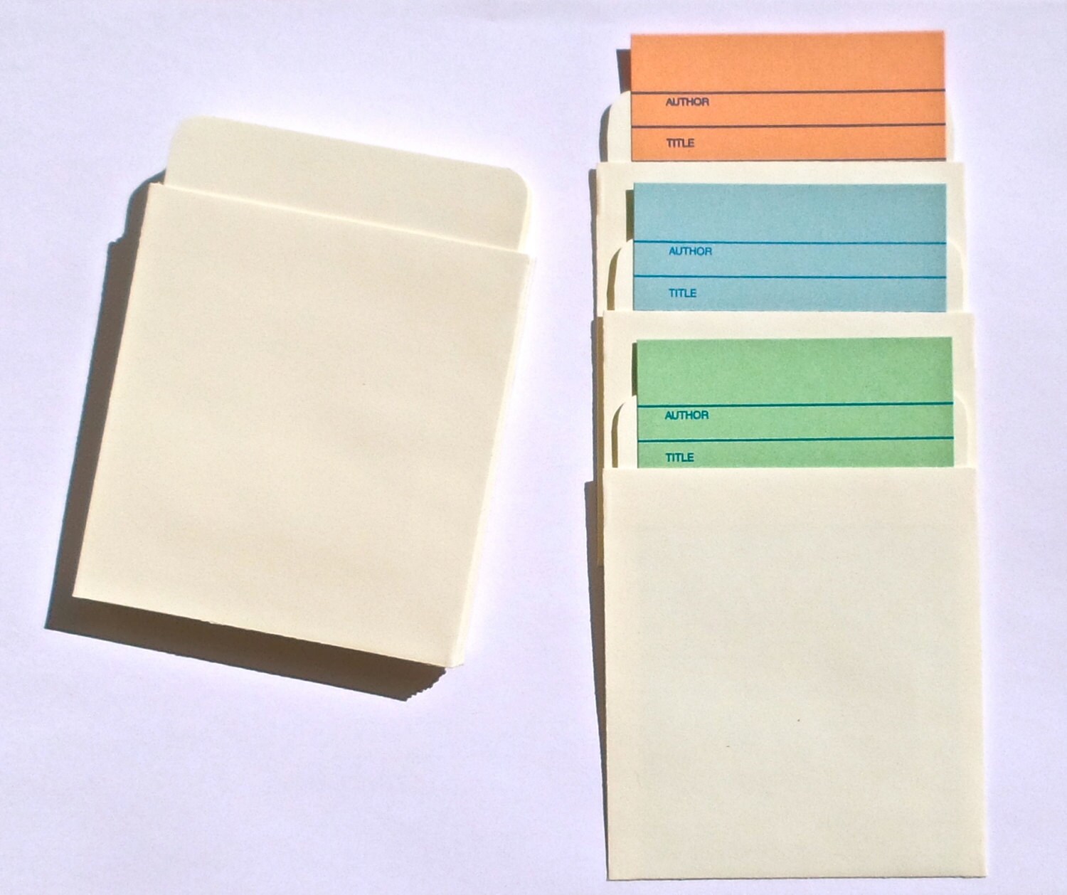 Manila Low Deep Back Library Card Book Pockets set of 50