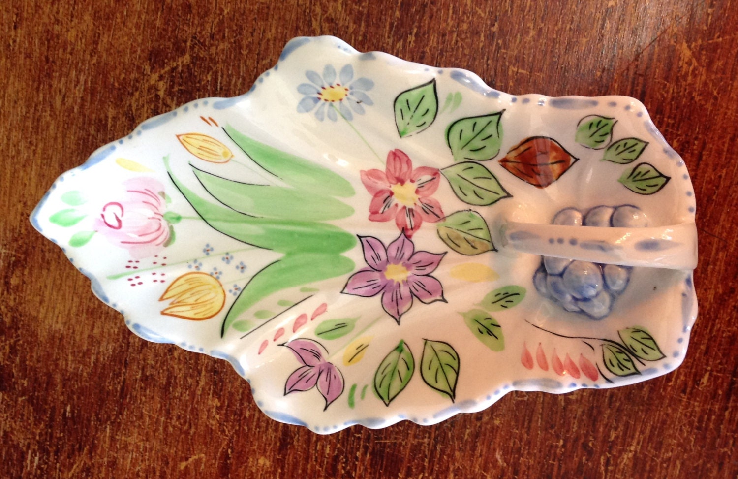 Vintage 1940s Blue Ridge Pottery Springtime Floral Celery Leaf Plate ...