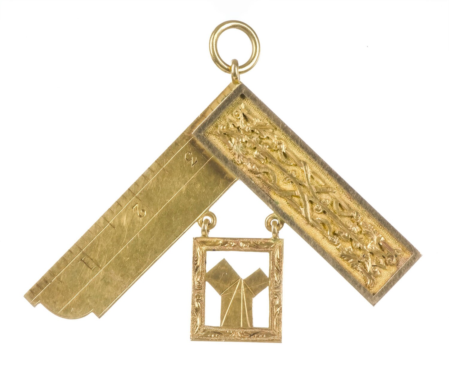 18k Masonic Past Master jewel medal 19th century square