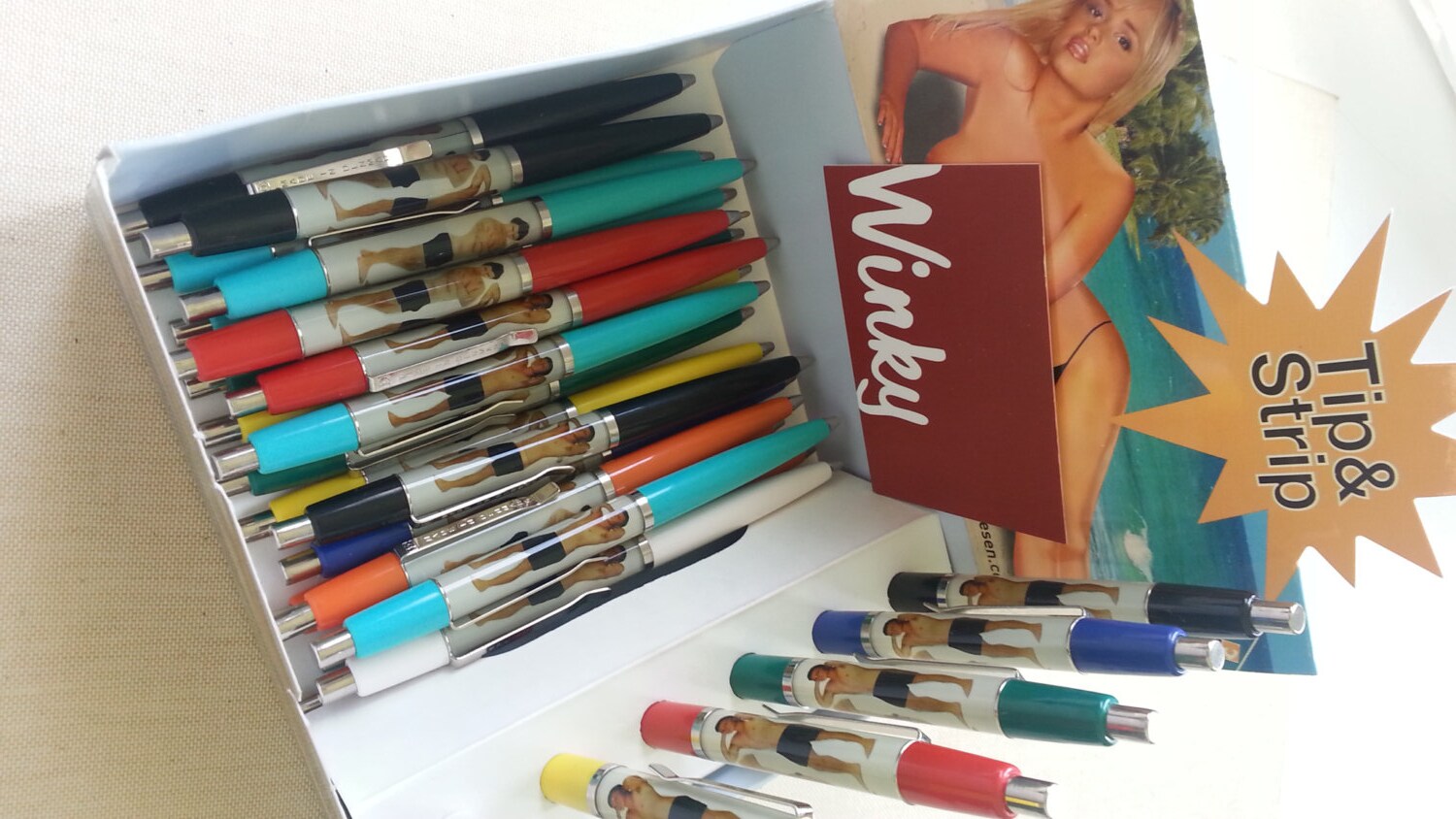 Tip & Strip Ball Point Pen Muscle Flex Guy 2 for 5 dollars