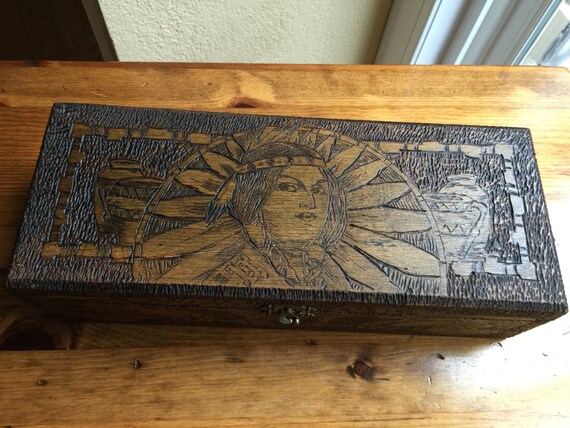 Flemish Art Co. Wood Burnt Box Native by Under100dollars
