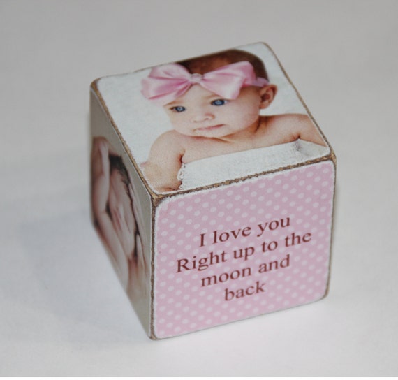 Items similar to Baby Girl Wooden Block . Vintage Pink Wooden Block ...