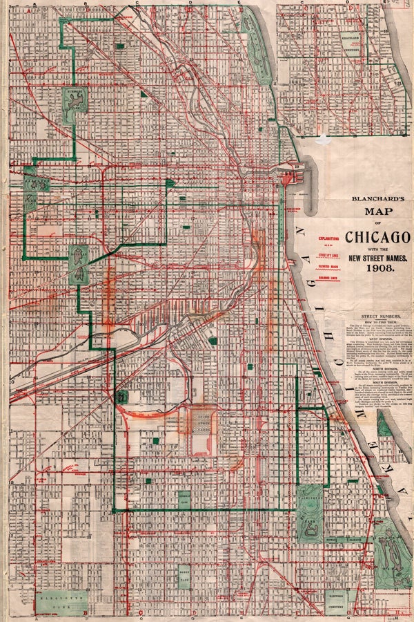 Map of Chicago IL 1908 Old Chicago map in 4 sizes up to