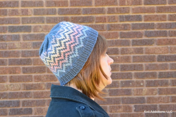 Items similar to Chevron Hat/beanie/slouchy/GRAY MIST+WONDERMINT on Etsy