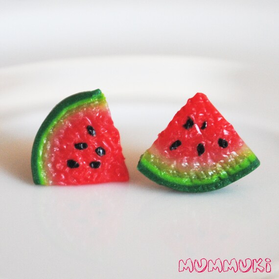 Polymer clay watermelon earrings