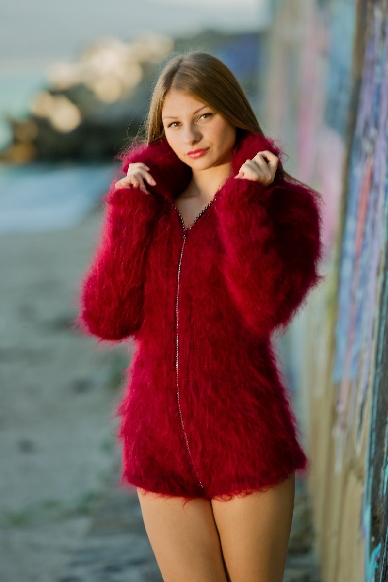 Free Shipping Tiffy Mohair T Neck Body Bodysuit Sweater Hand