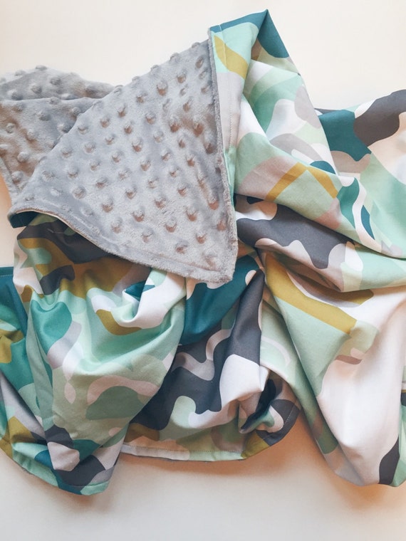 Items similar to Teal Watercolor Minky Blanket on Etsy
