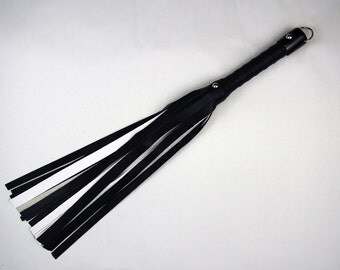 24" Black and White Leather Flogger