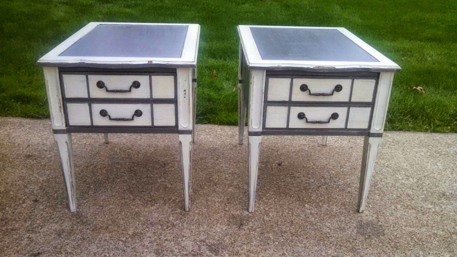 Super Cool Set Of Vintage Custom Combination Painted End Tables Or Bed ...