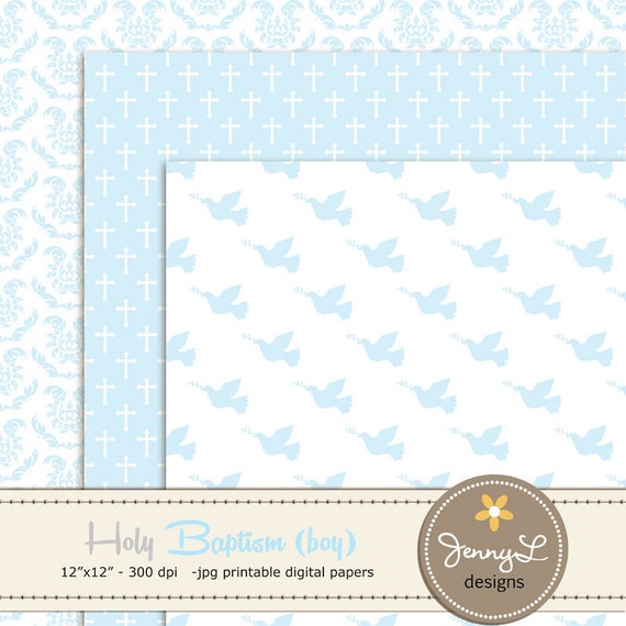 Boy Baptism Digital Papers First Communion by JennyLDesignsShop