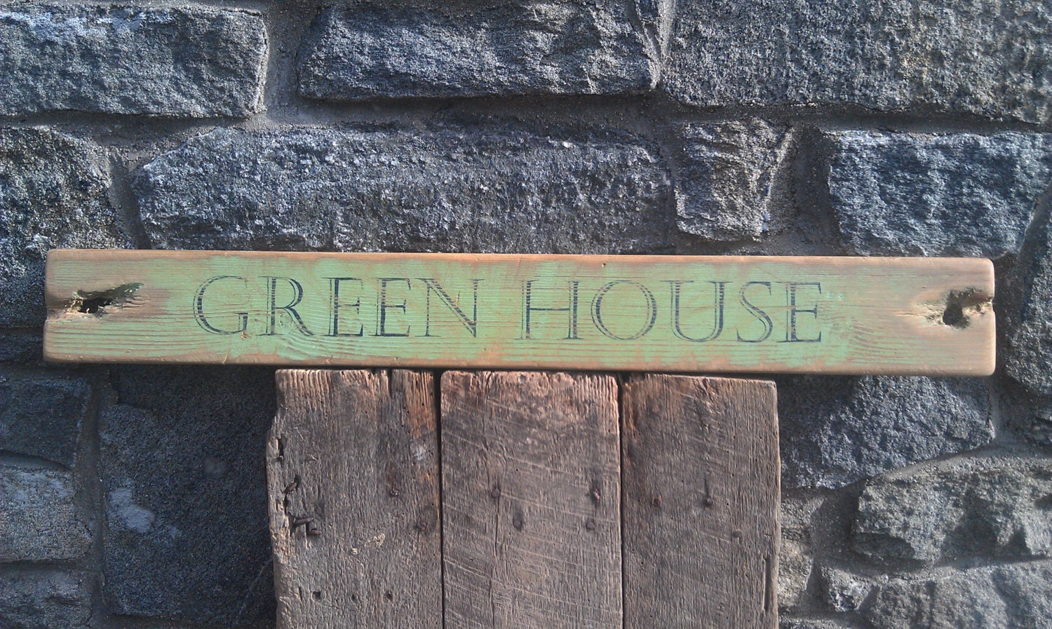 Vintage Greenhouse sign on reclaimed pine wood by BarnWorksStudio