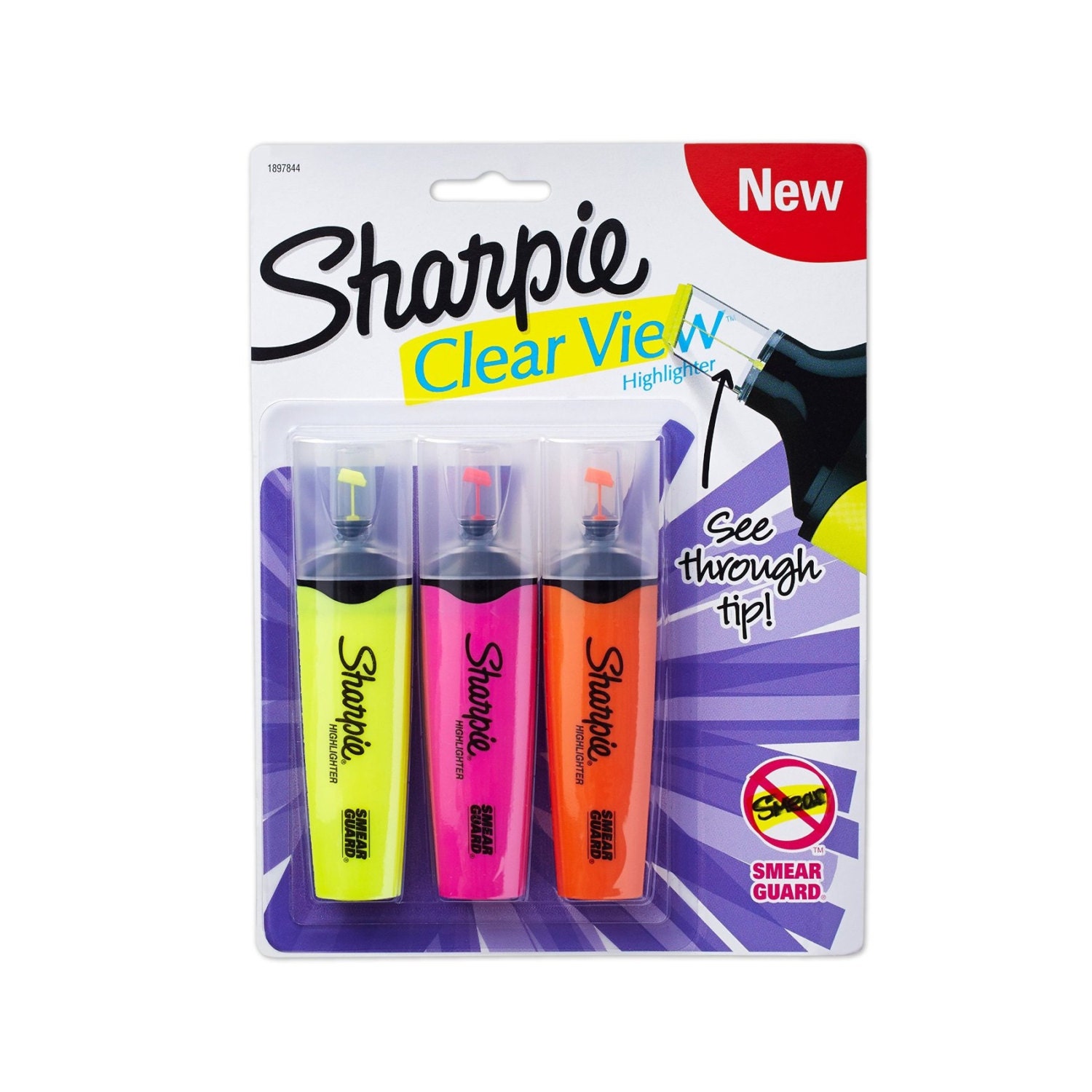 Sharpie Clear View Chisel Tip Highlighters 3 Colored Planner