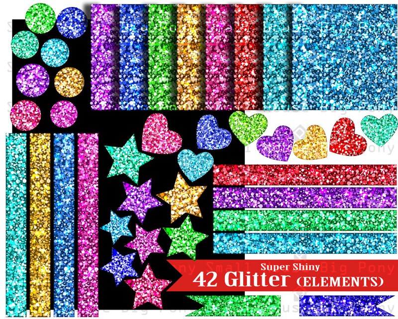 42 Rainbow Clip art Clipart Glitter Paper Pack Colorful