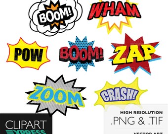 Superhero Words Clipart for scrapbooking, Clipart, Instant Download ...