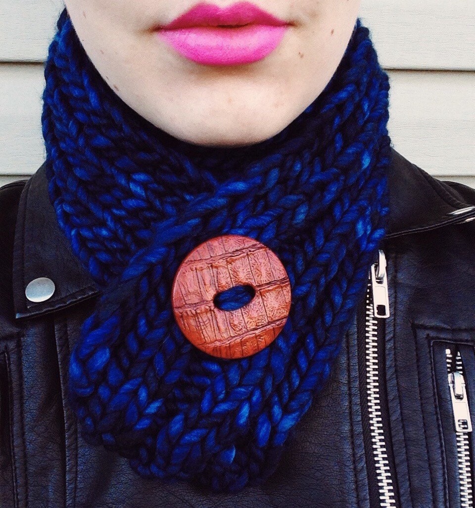 Merino Wool Button Scarf by NurseyKnits on Etsy