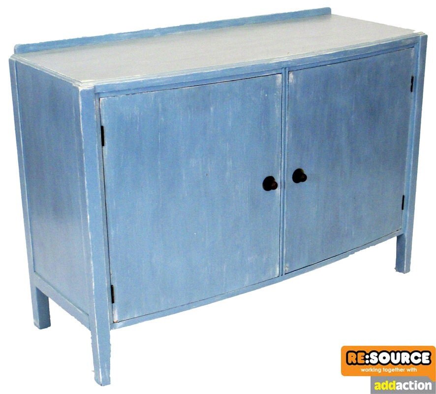 Upcycled – Blue Shabby Chic Bow Fronted Sideboard 49258 – Haute Juice