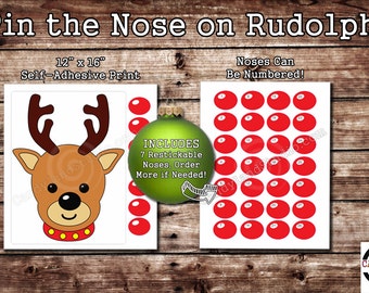 Pin the Nose on Rudolph Game - Restickable Poster