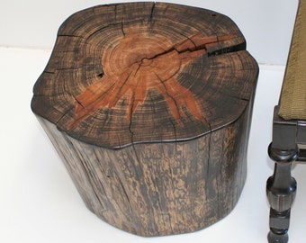 Tree Stump Night Stand Ebony Washed End Table
