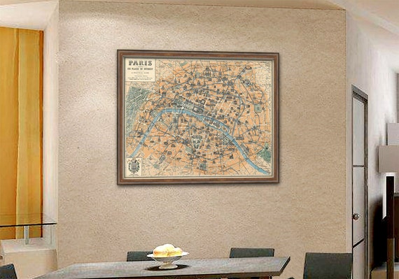 Paris map and its places of interest Monumental map of