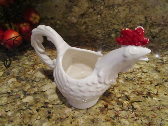 Haeger Rooster / Chicken Pitcher Gravy Boat by DominionDesign