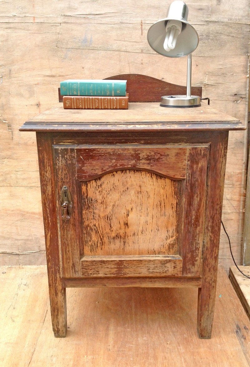 wooden vintage bedside table / or side table. solid but rustic. – Haute ...