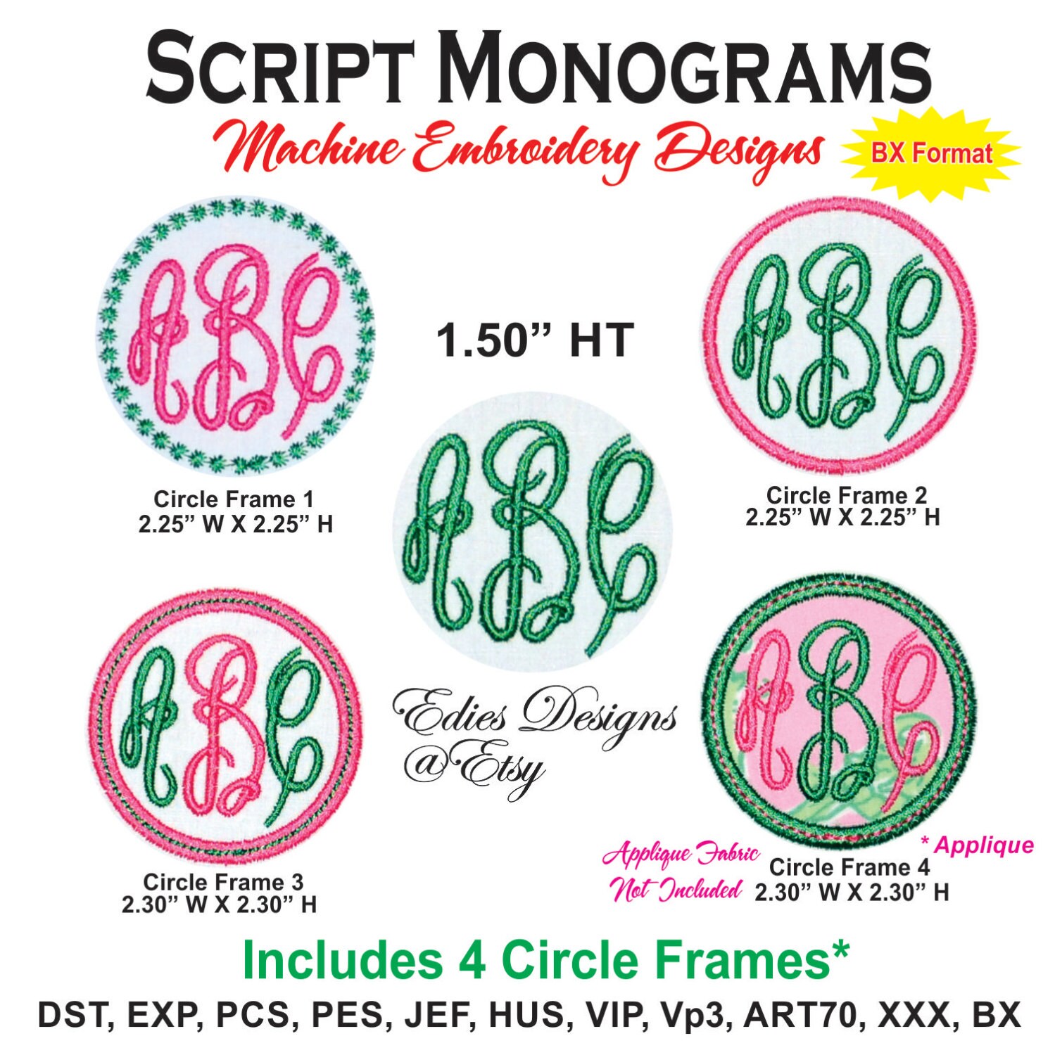 Script Monograms Machine Embroidery Designs BX Format Monogram